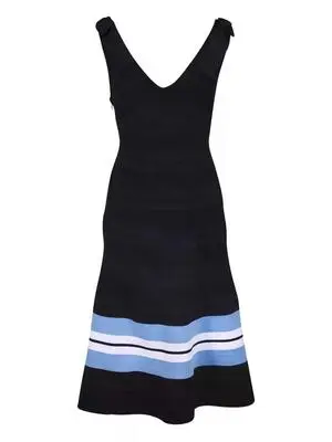 Carolina Herrera Striped V-neck Dress With Bow Detail