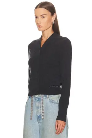 Alexander Wang Long Sleeve High Neck Logo Cardigan