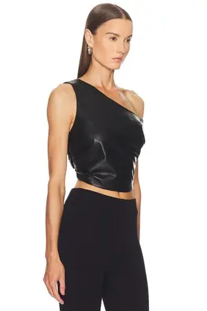 EZR Off Shoulder Leather Top