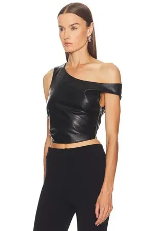 EZR Off Shoulder Leather Top