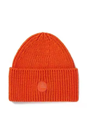 Fusalp Ribbed Knit Beanie With Logo Badge - Orange