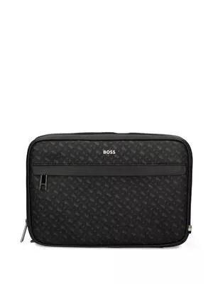 BOSS Monogram Zip Wash Bag - Black