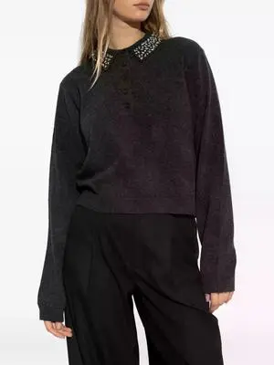 GESTUZ Embellished-collar Knitted Top
