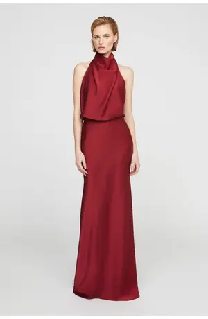 Halston Ada Halterneck Gown - Ruby