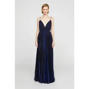Halston Zellie Crystal Pleated Jersey Gown
