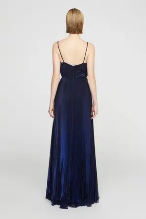 Halston Zellie Crystal Pleated Jersey Gown