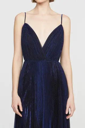 Halston Zellie Crystal Pleated Jersey Gown