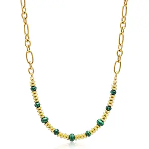 NIALAYA Malachite And Gold Chain Choker - Gold/green