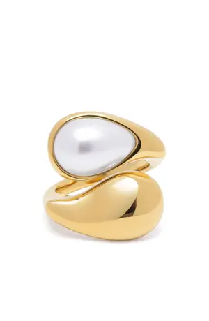 NIALAYA Large Pearl Cuff Ring - Gold