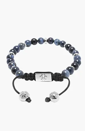 NIALAYA Dumortierite Beaded Bracelet - Blue Dumortierite/silver