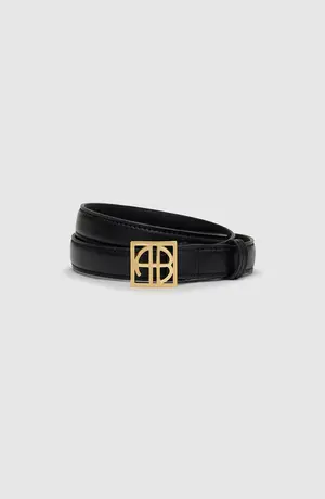 ANINE BING Monogram Leather Belt - Black
