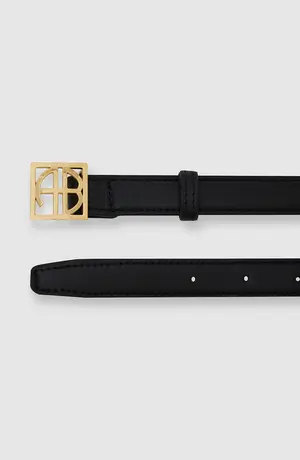 ANINE BING Monogram Leather Belt - Black