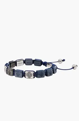 NIALAYA Handmade Ceramic-bead Bracelet With Dorje Beads - Blue /silver