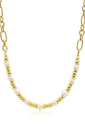 NIALAYA Pearl Chain Choker - Gold/pearl