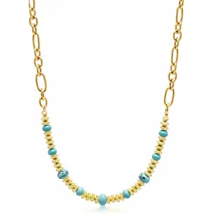 NIALAYA Turquoise Chain Choker - Gold/turquoise