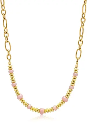 NIALAYA Rose Quartz And Gold Choker - Gold/light Pink
