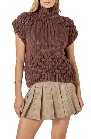 English Factory Bubble Turtleneck Sweater - Brown