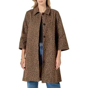 English Factory Animal Print Cotton Trench Coat - Brown Multi