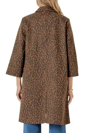 English Factory Animal Print Cotton Trench Coat