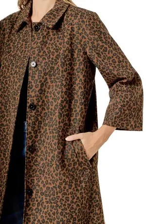 English Factory Animal Print Cotton Trench Coat
