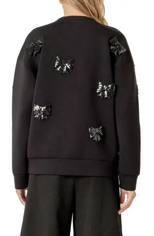 English Factory Sequin Bow Scuba Sweatshirt
