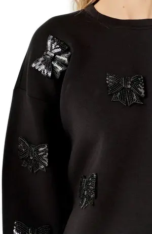 English Factory Sequin Bow Scuba Sweatshirt