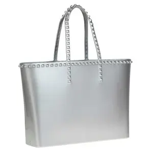 Carmen Sol Angelica Studded Tote Bag - Silver