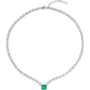 GEMMA AZZURRO Emerald Pear Chain Tennis Necklace - Green