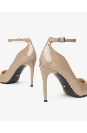 NEROGIARDINI Ankle Strap Pointed Toe Pump - Taupe