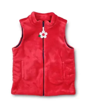 FLORENCE EISEMAN Plush Fleece Zip-up Vest With Appliqué Detail