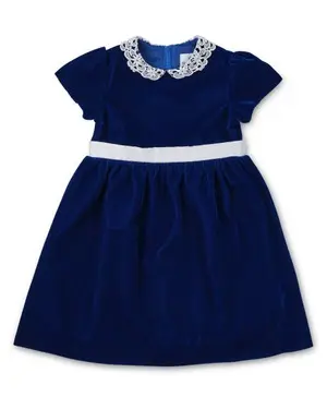 FLORENCE EISEMAN Velvet Dress With Lace Collar - Royal Blue