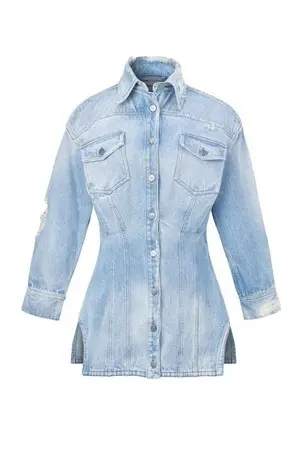 UNTOURAGE THE LABEL Si Si Shacket" Denim Shirt Jacket