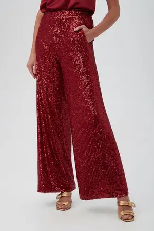 Trina Turk Atarashii Wide-leg Sequin Pants - Ruqa Red