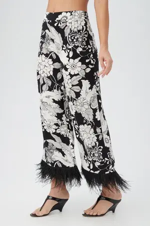 Trina Turk Feather Trimmed Cropped Pants