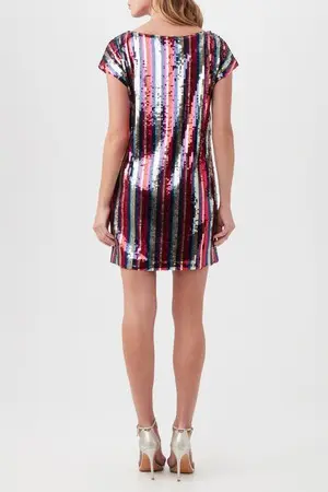 Trina Turk Breene Striped Sequin Dress