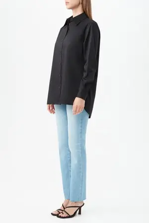 Trina Turk Litsa Oversized Poplin Button-up Top - Black