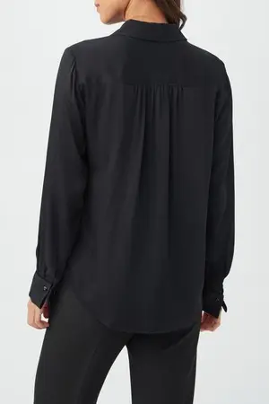 Trina Turk Cassavetes Silk-blend Button-up Top - Black