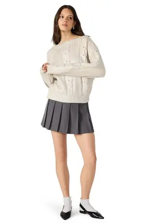 Steve Madden Debbi Cable Cotton Boat Neck Sweater