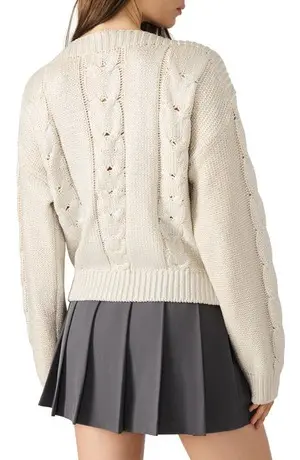 Steve Madden Debbi Cable Cotton Boat Neck Sweater