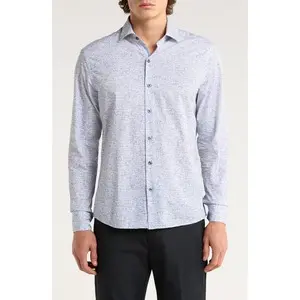 Robert Barakett Cornelius Geo Print Cotton Button-up Shirt - Grey