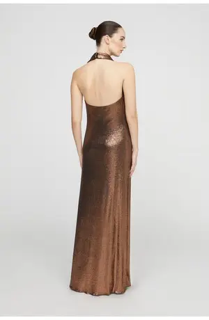 Halston Soraya Metallic Jersey Gown