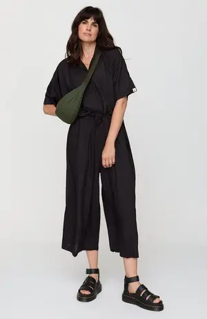 TURTLEDOVE LONDON Organic Cotton Iris Jumpsuit - Black