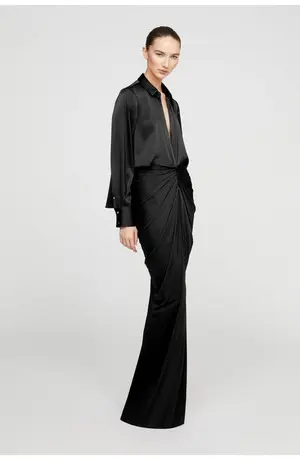 Halston Katrine Jersey And Satin Gown