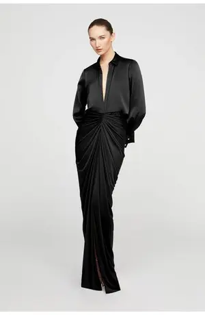 Halston Katrine Jersey And Satin Gown
