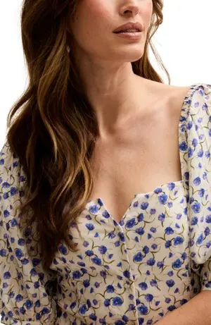 LILY AND LIONEL April Button-front Floral Print Midi Dress