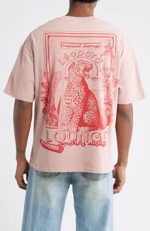 CRIMINAL DAMAGE Leopard Lounge Cotton T-shirt