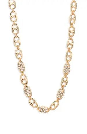 Nordstrom Pavé Link Collar Necklace - Clear- Gold
