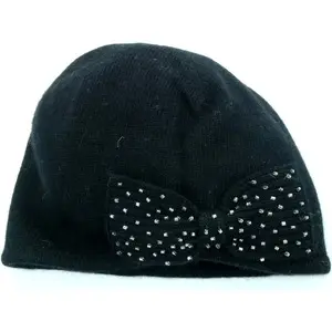 Portolano Minerva Beaded Bow Beanie - Blk