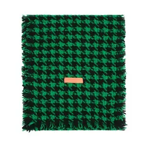 LOST PATTERN Houndstooth" Cashmere Scarf - Forest Green