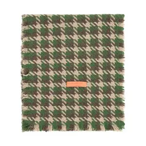 LOST PATTERN Houndstooth" Cashmere Scarf - Matcha & Coffee